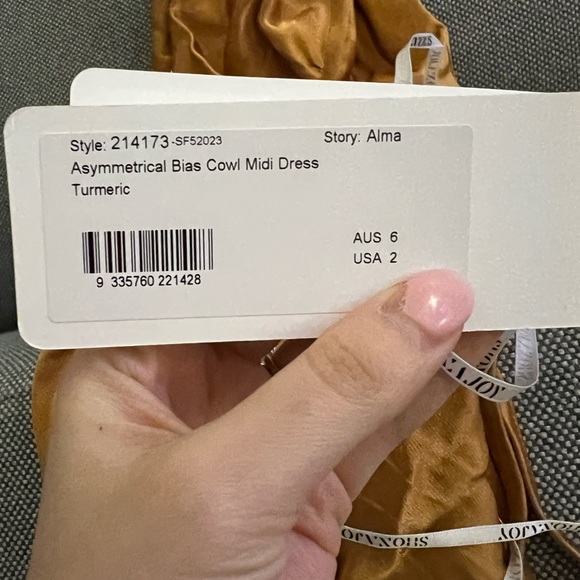 Shona Joy | Dresses | Shona Joy Revolve Turmeric Alma Asymmetrical Bias ...